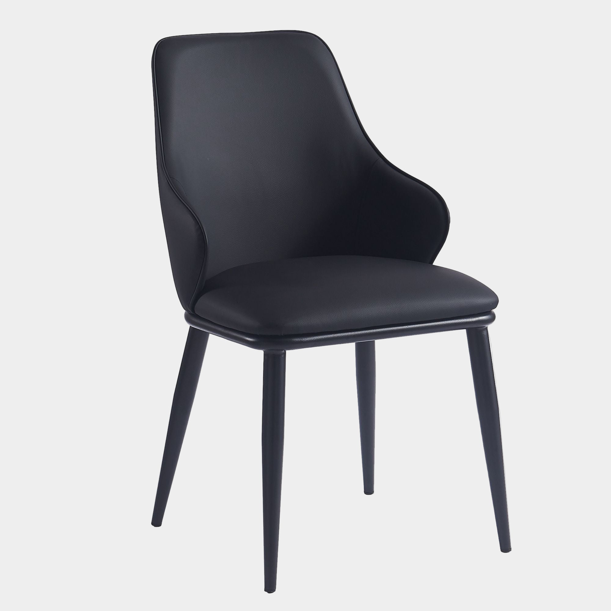 Kash Dining Chair, set of 2, in Black Faux Leather and Black