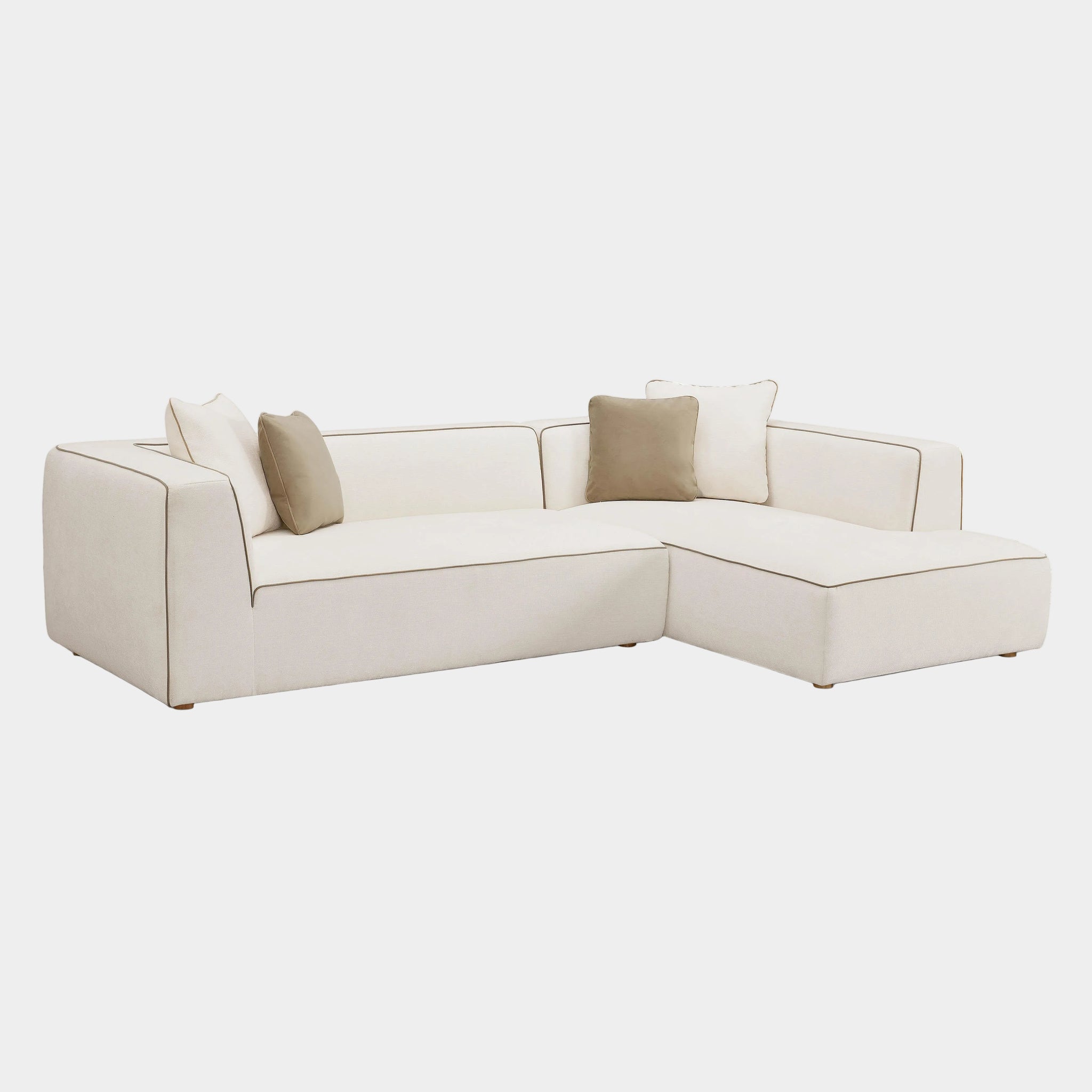 Tristine 2-Piece Cream Contract-Grade Linen L-Shaped Sectional