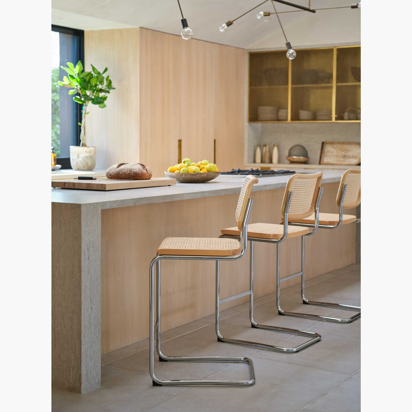 Cesca Stool with Rattan Seat & Chromed Legs | HCD Furniture